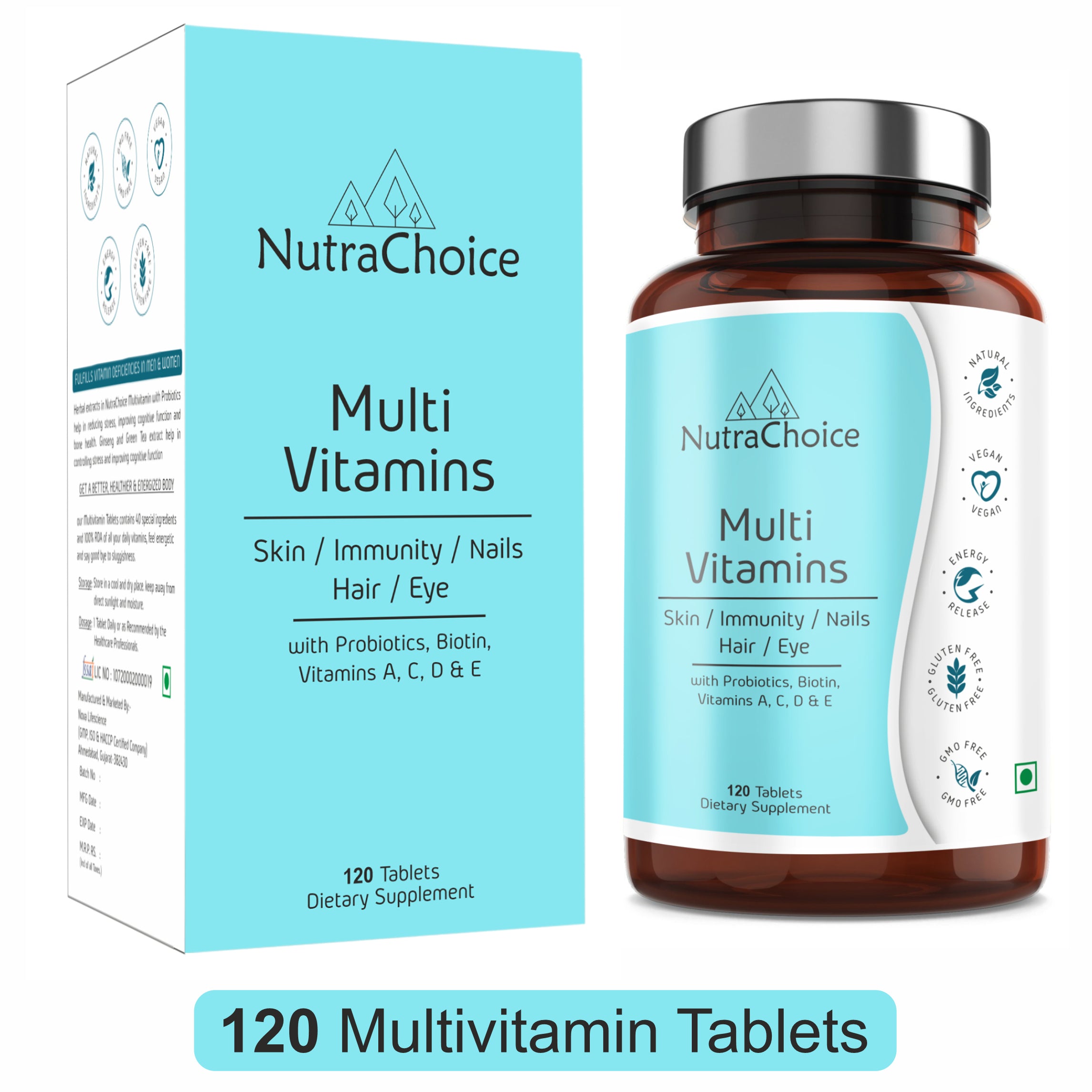 NutraChoice Multivitamin Tablet for Men & Women (120 Tablets) With Pro